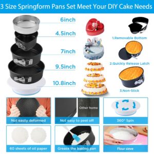 Cake Decorating Kit Supplies, 515 PCS Baking Supplies Set with 3 Springform Pan Sets, 66Icing Piping Nozzles, Cake Rotating Turntable, Piping Bags, Valentines Day Gifts for Her Mom Wife