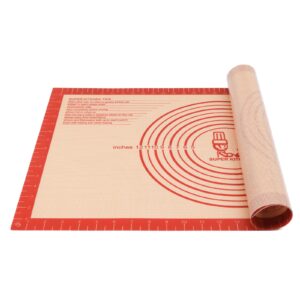 non-slip silicone pastry mat extra large with measurements 16''by 26'' for silicone baking mat, counter mat, dough rolling mat,oven liner,fondant/pie crust mat by folksy super kitchen red