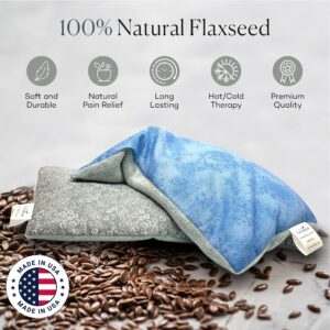 SacksyThyme Microwave Heating Pad for Cramps, Back, Neck, Shoulders, Leg Pain - Reusable Heat Pack, Hot Moist Microwavable Therapy Pack - Unscented Flaxseed Hot Compress Made in USA (Size: 12" x 7")