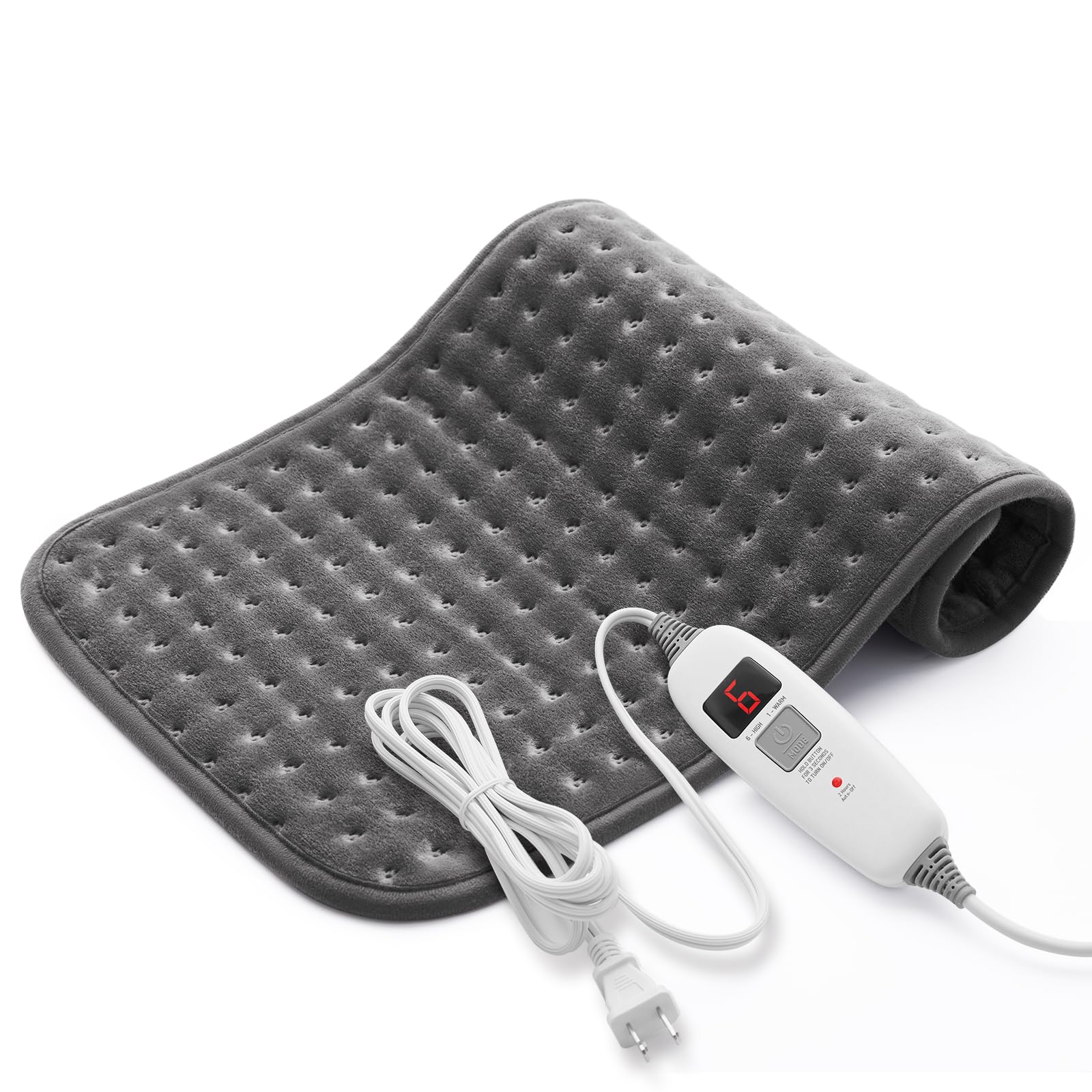 Electric Heating Pad for Back Pain Relife, Cramps, Neck and Shoulder, Moist/Dry Heat Therapy with Auto Shut Off Heating Pads, Holiday Christmas Gifts for Women Men Mom Dad (12"*24"), Gray