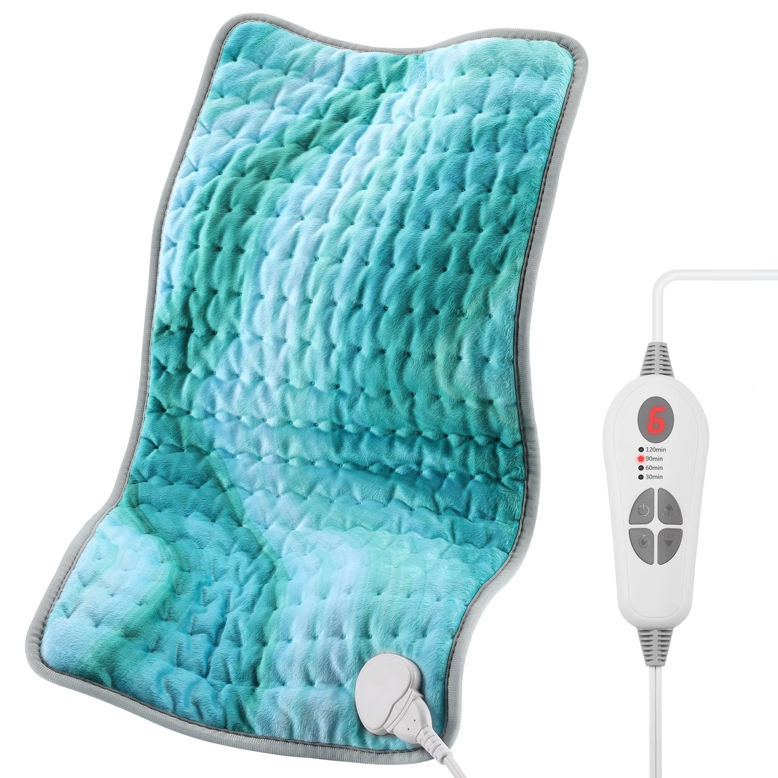 Fabludo [2024 Upgrade] XL Heating Pad for Back/Shoulder/Neck/knee/leg Pain, Cramps and Arthritis Relief, 6 Fast Heating Settings, Auto-Off, Machine Washable, Moist Dry Heat Options, 12"x24" (Spring)