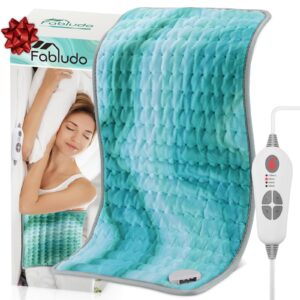 Fabludo [2024 Upgrade] XL Heating Pad for Back/Shoulder/Neck/knee/leg Pain, Cramps and Arthritis Relief, 6 Fast Heating Settings, Auto-Off, Machine Washable, Moist Dry Heat Options, 12"x24" (Spring)