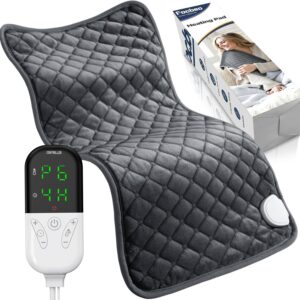 heating pad for back pain relief - xl large electric heating pad for cramps, neck & shoulder, upgraded lcd display controller, super soft crystal velvet, auto shut off, gifts for women, men, 12" x 24"