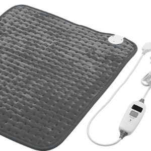 electric heating pad 20"x24" for back pain relife, cramps, neck and shoulder, moist/dry heat therapy with auto shut off heating pads, holiday christmas gifts for women men mom dad, gray