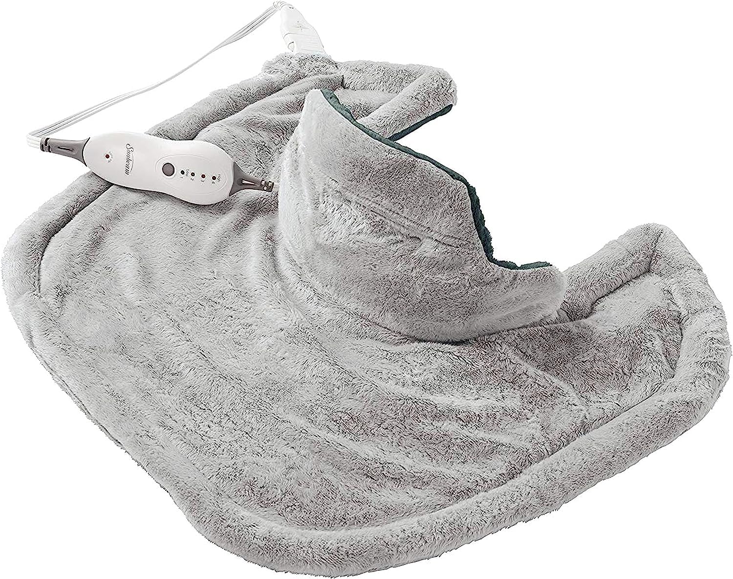 Sunbeam Contoured Heating Pad for Neck & Shoulder Pain Relief with Auto Shut Off, Moist Heating Option, 22 x 19, Grey