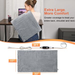 CAROMIO Heating Pad for Back Pain Cramps Relief Extra Large 33"x17" Electric Heating Pad 4 Temperature Settings-2 Hours Auto Shut Off-Moist Heat Dry Therapy,Heat Pad for Shoulder Machine Washable