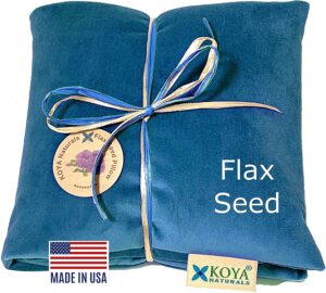 koya naturals soft velvet flax seed pillow - microwave heating pad – microwavable moist heat pack – for neck, muscle, joint, stomach pain, menstrual cramps – warm wrap (turquoise)