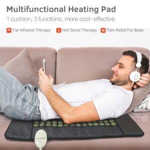 UTK 31 by 21 Inches Jade Stone Far Infrared Heating Pad for Back, Abdomen, and Leg Pain Relief with Smart Remote Controller and Carry Bag