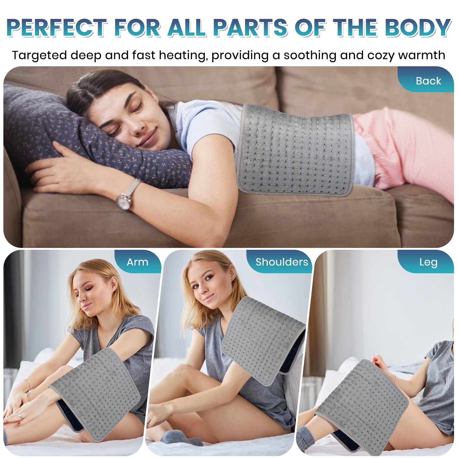 Heating Pad for Back Pain Relief, Electric Heating Pads for Cramps with Auto Shut Off & 9 Heat Levels,Heating Pad for Neck, Shoulder Dry & Moist Heat, Machine Washable Gifts for Women, Men 12"x24"