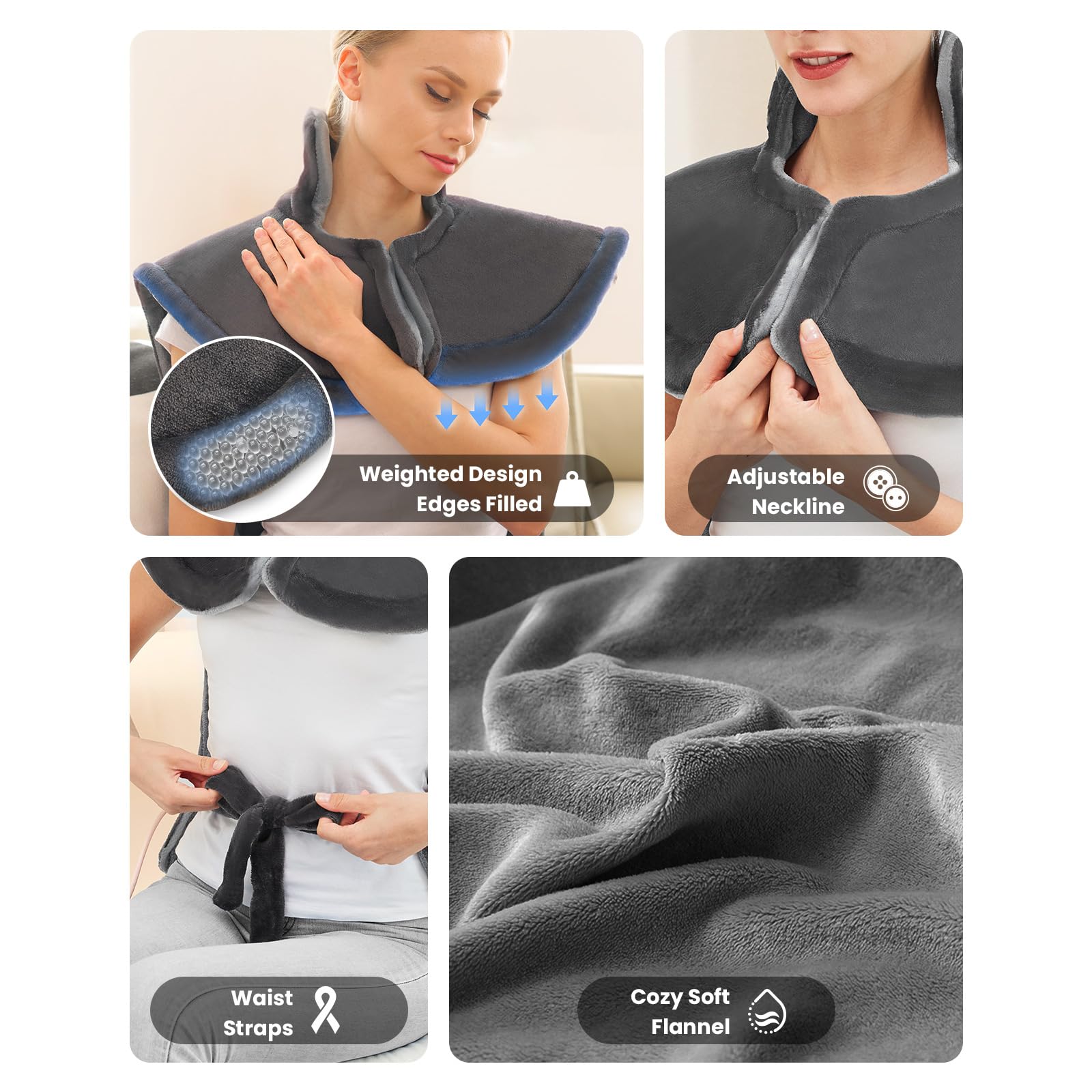 BOB AND BRAD Weighted Heating Pad for Back Pain Relief, 24"x34'' Electric Heating Pad for Neck and Shoulder, 6 Heat Settings, Full Body Heating Pad, ETL Certified, FSA HSA Eligible, Gifts for Mom Dad