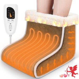 electric foot warmer, rapid heating pad for feet, 6-level heating feet warmers washable, heated slippers valentines day gift for women men, heated foot warmers for bed/office, safety, detachable