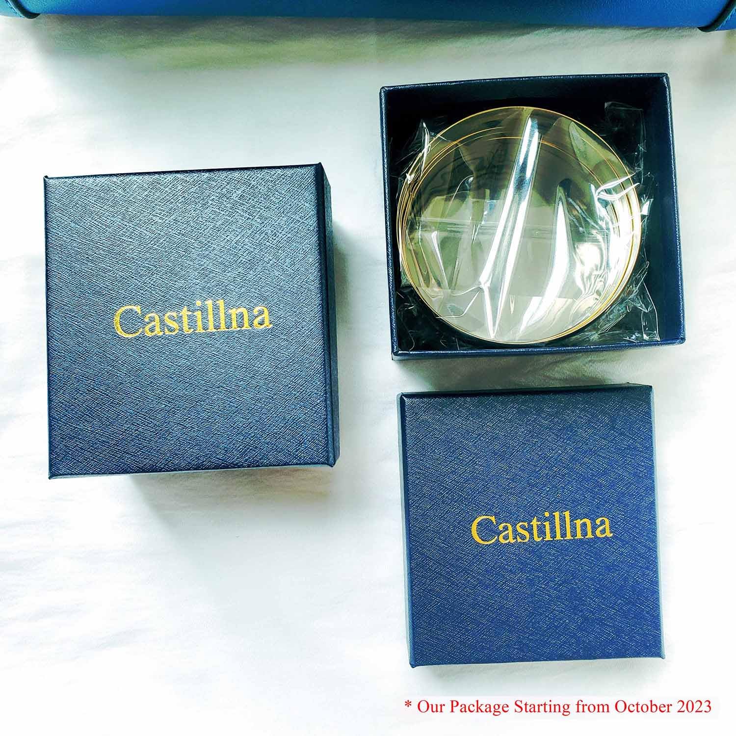 Castillna 14K Plated Gold Bangle Bracelets for Women Christmas Birthday Gifts, Set of 7 Pieces, 9 Inches