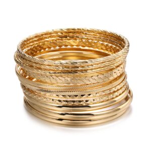 funojoy gold bangle bracelets for women,14k gold plated boho indian stackable bracelets gold bangles for women girls jewelry gifts