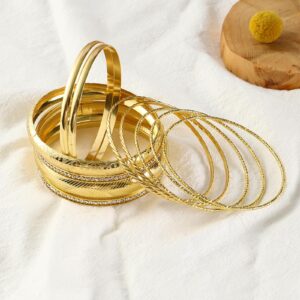 ANYILVTULI MUAYOUAUM Gold Bangle Bracelets for Women Gold Bangles Indian Jewelry Fashion Disco Bangle Bracelets for Girls Gold Bracelet for Teen Girls 70s Bracelets