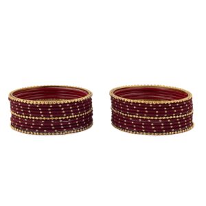 RIANGI Desi Designer Indian Bangles For Women, Set Of 22 Ethnic Alloy Metal Bangles Indian, Womens Bangles Bracelets, Bollywood Jewelry, Wedding Jewelry, Party Favors In Gold And Maroon Tone