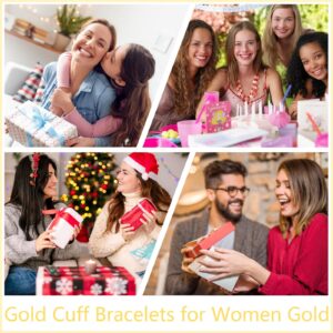 YANCHUN Gold Chunky Bracelet for Women Cuff Bangle Bracelets Hinge Gold Polished Frosted Bracelets Irregular Wrist Cuffs for Teen Girls