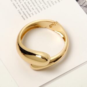 YANCHUN Gold Chunky Bracelet for Women Cuff Bangle Bracelets Hinge Gold Polished Frosted Bracelets Irregular Wrist Cuffs for Teen Girls