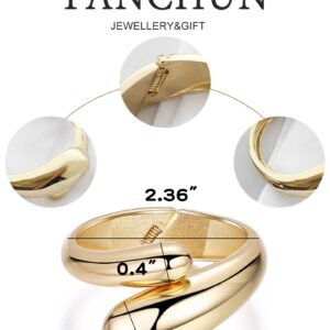 YANCHUN Gold Chunky Bracelet for Women Cuff Bangle Bracelets Hinge Gold Polished Frosted Bracelets Irregular Wrist Cuffs for Teen Girls