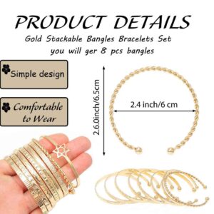 Sakytal Boho Gold Bangles Bracelets Layered Stackable Bracelet Set Hexagram Bracelet for Women