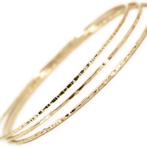 14k gold filled Bangles hammered slip on set of 3 textures, Mu-Yin Jewelry Handmade in USA (M)