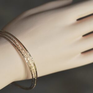 14k gold filled Bangles hammered slip on set of 3 textures, Mu-Yin Jewelry Handmade in USA (M)