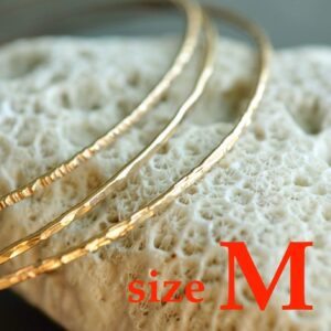 14k gold filled Bangles hammered slip on set of 3 textures, Mu-Yin Jewelry Handmade in USA (M)