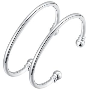 sterling silver bangle bracelets for women,fashion jewelry simple adjustable 925 silver cuff bangles for women mom wife valentine mothers day gift