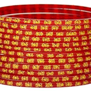 JD'Z COLLECTION Glass Bangles For Women & Girls Indian Traditional Jewelry Glass Bangles Set Set for Ethnic Daily Wear, Bridal Bangles for Indian Marriage (Set of 12 - 2.8) - Red