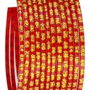 JD'Z COLLECTION Glass Bangles For Women & Girls Indian Traditional Jewelry Glass Bangles Set Set for Ethnic Daily Wear, Bridal Bangles for Indian Marriage (Set of 12 - 2.8) - Red