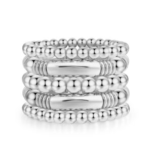 silver bangles bracelet for women chunky curved stacking plated bead ball stretchable bracelets