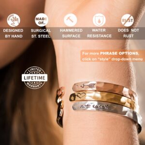 Carviell Inspirational Bracelets for Women, Encouragement Gifts, Women's Bracelets, Mantra Bands You Are Stronger, Motivational Cuff, Gifts for your Best Friend, Engraved Silver Bangle