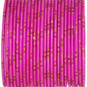 JD'Z COLLECTION Colorful 2 Dozen Bollywood Costume Matching Jewelry Plain Metal Bangle Indian Jewelry Bangles Sets For Women & Girls,Traditional Wedding Bangle Bracelets For Women (Light Pink, 2.8)