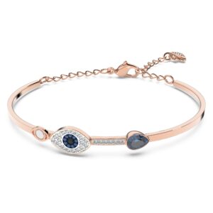 swarovski women's symbolic evil eye bangle bracelet, blue crystal, mixed metal finish, medium