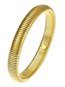 keystyle gold bangles for women thin stretch bracelets, high polished snake link flexible bangle bracelet (10mm wide)