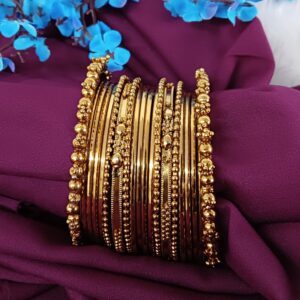 Efulgenz Boho Vintage Antique Ethnic Gypsy Tribal Indian Oxidized Gold Plated Bracelet Bangles Set Jewelry (20 pc)