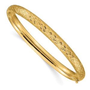 diamond2deal solid 14k yellow gold diamond-cut hinged women bangle