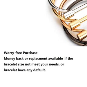 ANBALA Stylish Titanium Steel D Shape Bar Screw and Shackle Cuff Bangle Bracelet for Unisex, Gold,Flat Head Screw