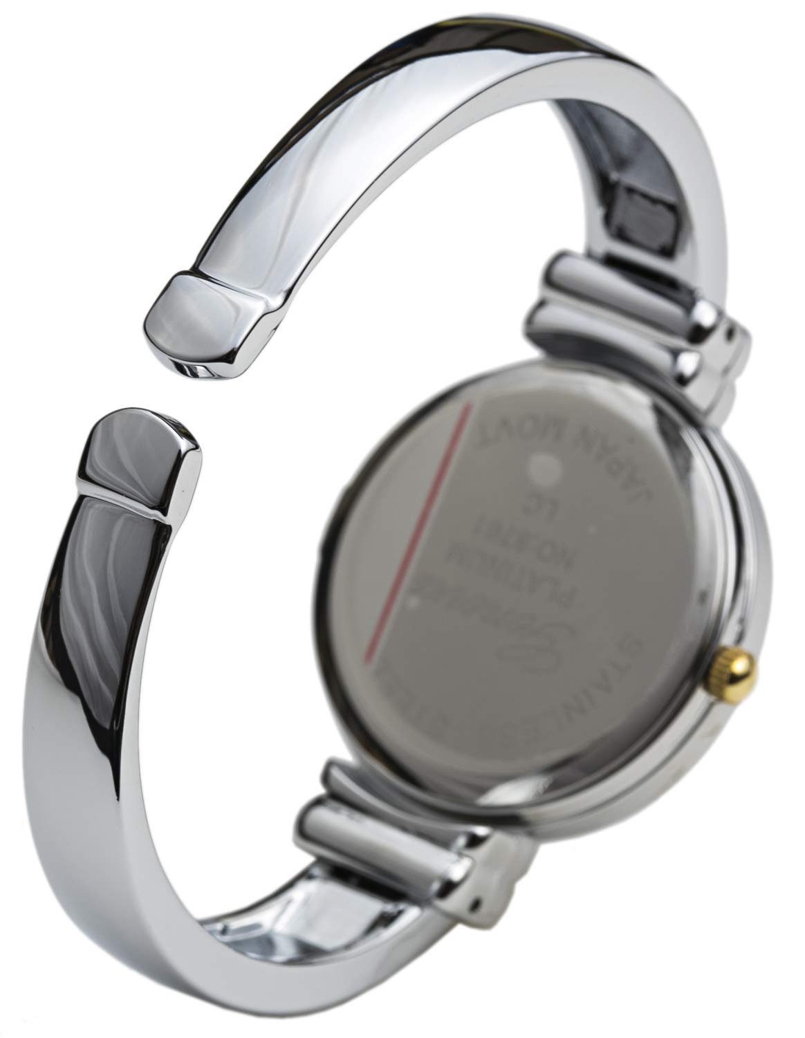 2Tone Metal Band Slim Case Women's Bangle Cuff Watch