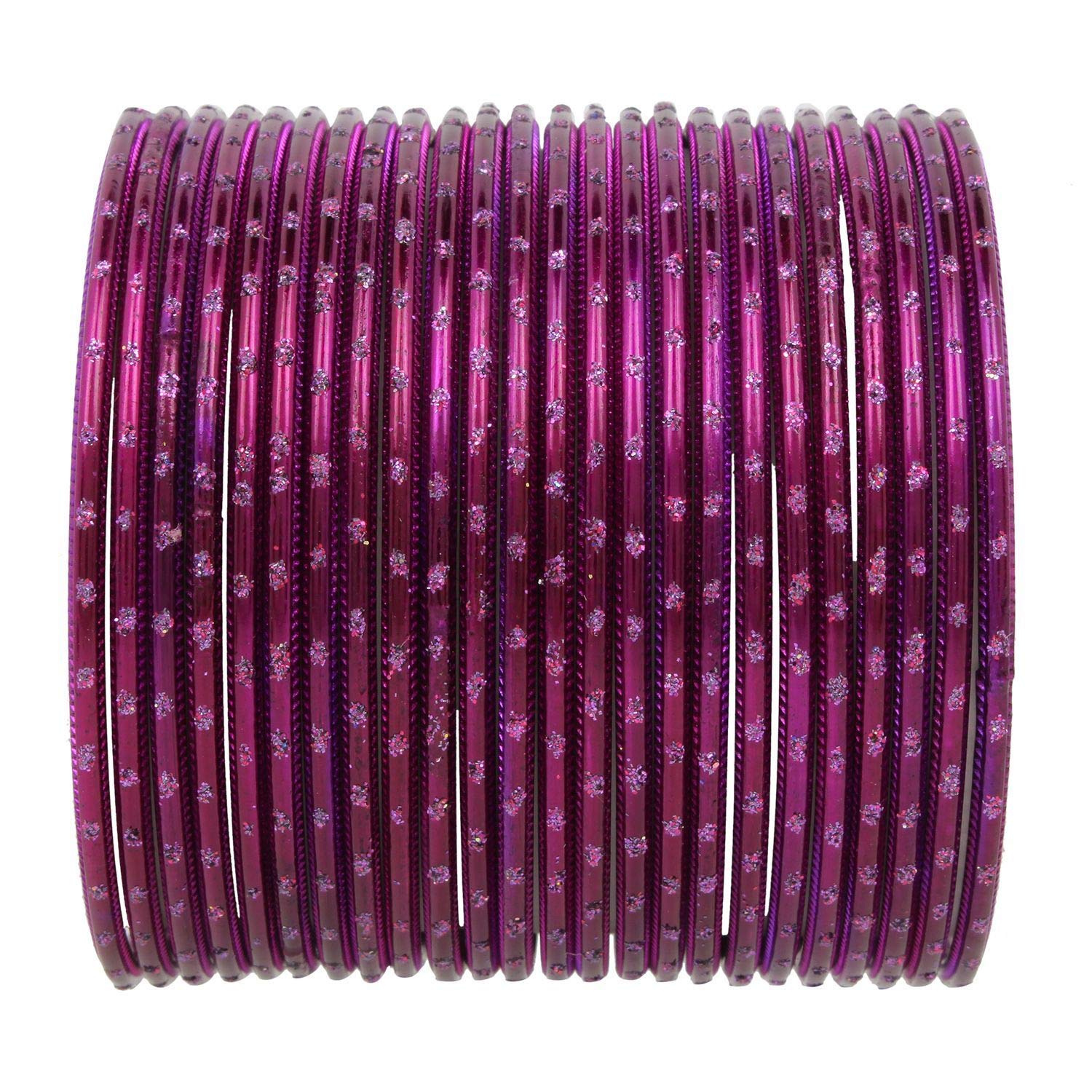 Efulgenz Indian Bangles Set Indian Bangles for Women Bollywood Plain Metal Bangles Bracelet Purple Bangles Indian Costume Jewelry for Women