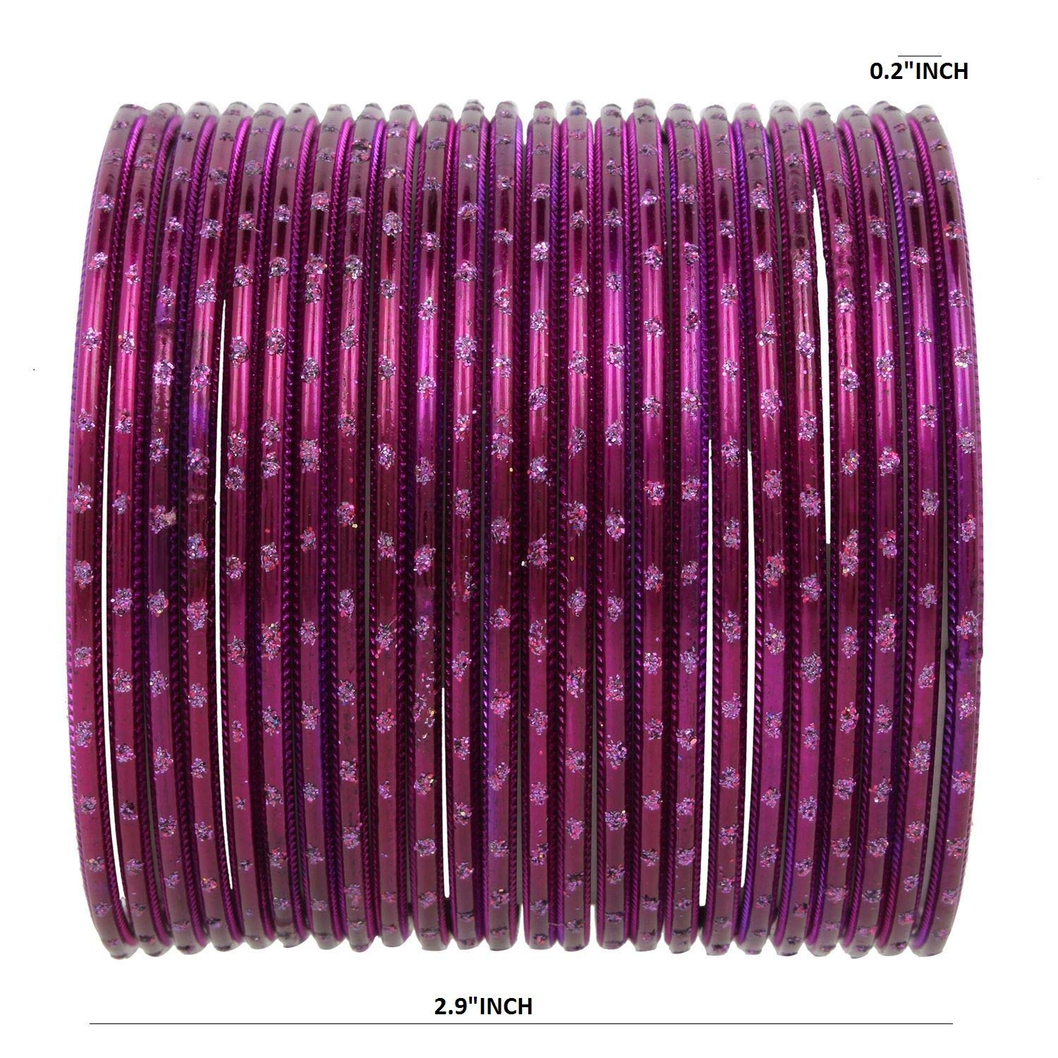 Efulgenz Indian Bangles Set Indian Bangles for Women Bollywood Plain Metal Bangles Bracelet Purple Bangles Indian Costume Jewelry for Women