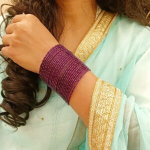 Efulgenz Indian Bangles Set Indian Bangles for Women Bollywood Plain Metal Bangles Bracelet Purple Bangles Indian Costume Jewelry for Women