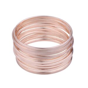 nicole miller new york multi-bangle set of 12 plain matte glossy bangle bracelets (rose gold)