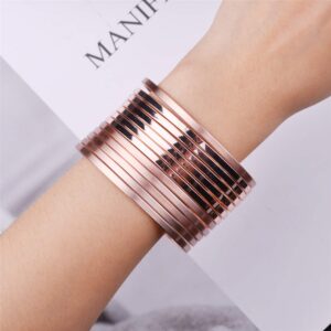 Nicole Miller New York Multi-bangle Set of 12 Plain Matte Glossy Bangle Bracelets (Rose Gold)