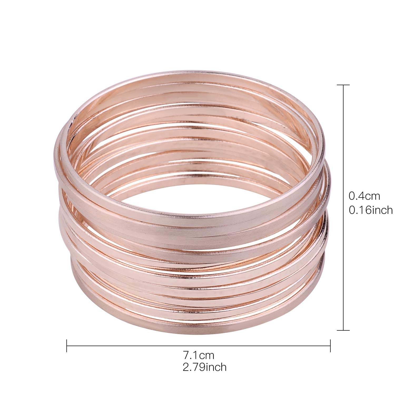 Nicole Miller New York Multi-bangle Set of 12 Plain Matte Glossy Bangle Bracelets (Rose Gold)