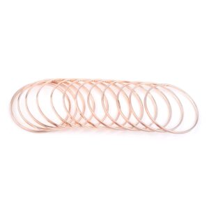 Nicole Miller New York Multi-bangle Set of 12 Plain Matte Glossy Bangle Bracelets (Rose Gold)