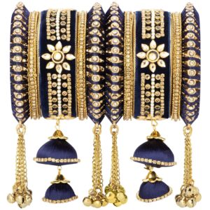 aheli wedding party designer velvet faux stone studded bridal bangle set chuda with hangings indian traditional ethnic fashion jewelry for women