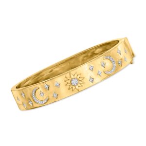 ross-simons 0.15 ct. t.w. diamond celestial bangle bracelet in 18kt gold over sterling. 7 inches