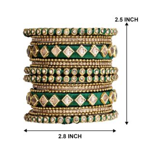 Aheli Matching Floral Kundan Silk Thread Chuda Chura Bangle Set Indian Traditional Bridal Fashion Jewelry for Women Girls (Size - 2.6)