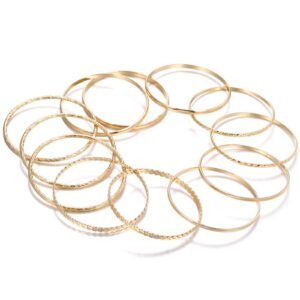 Chunky Stackable Textured Layers Bohemica Bracelets Set Indian Wedding Multi Pearl Beads Gold Bangle Bracelet Cable Smooth Western Wedding Jewelry for Women-1