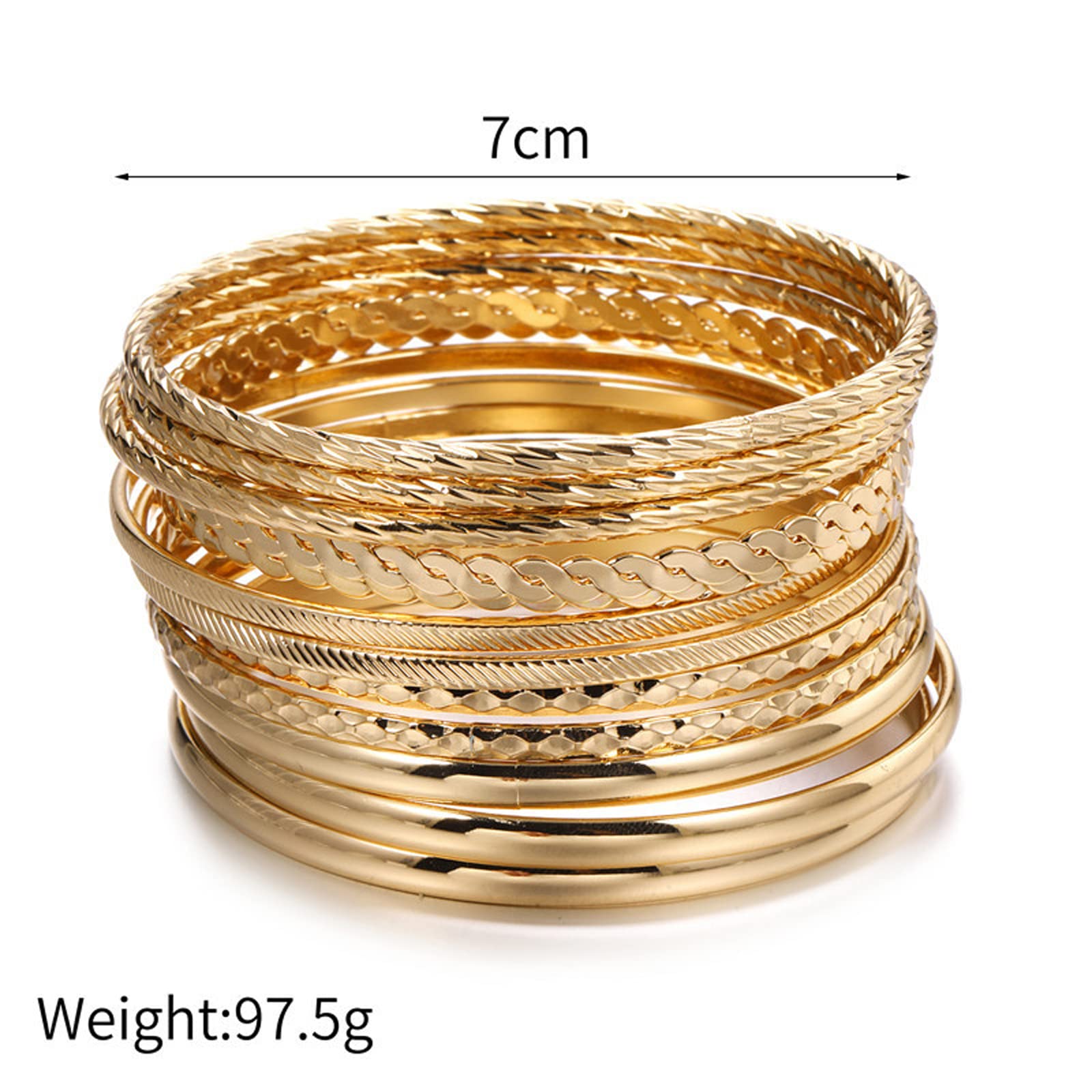 Chunky Stackable Textured Layers Bohemica Bracelets Set Indian Wedding Multi Pearl Beads Gold Bangle Bracelet Cable Smooth Western Wedding Jewelry for Women-1